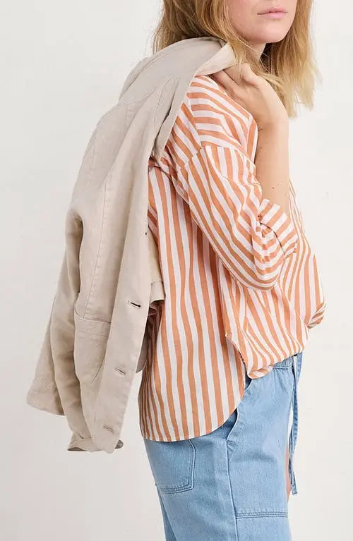 SEASALT CORNWALL Eyebright Stripe Organic Cotton Popover Shirt