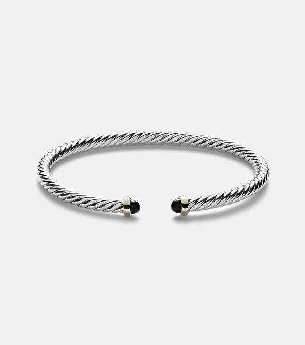 David Yurman Cable Flex Cuff Bracelet With Onyx - Silver