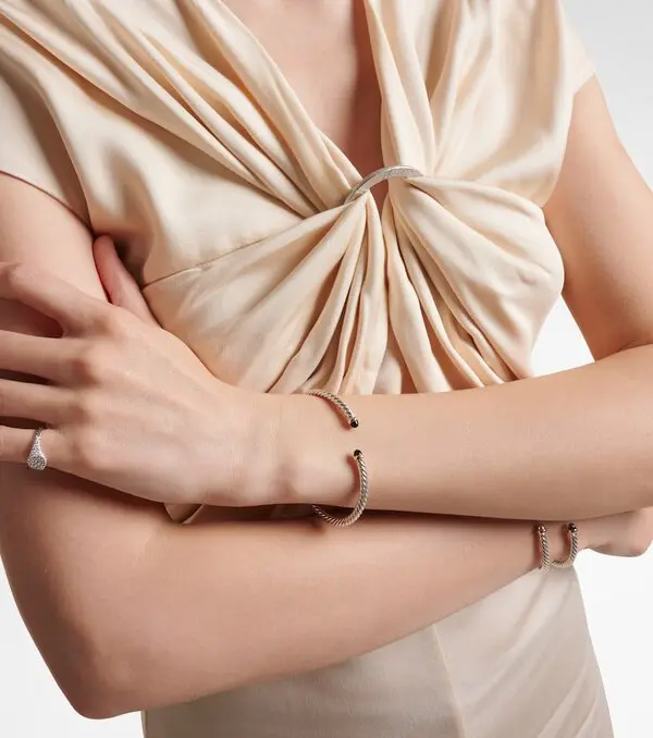 David Yurman Cable Flex Cuff Bracelet With Onyx