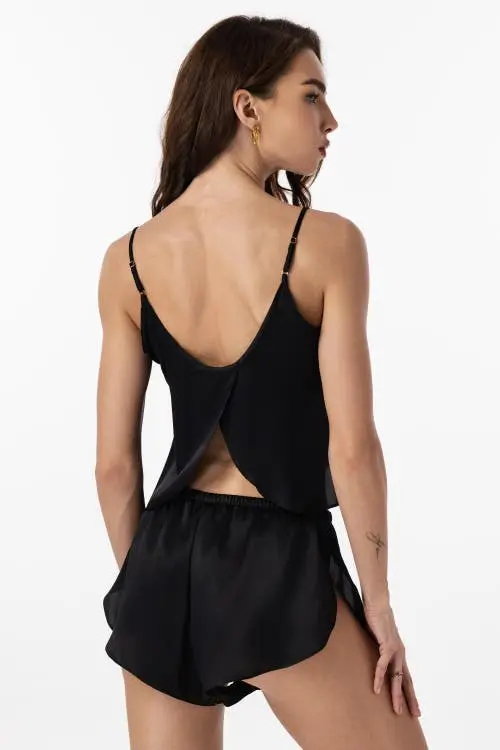 SILKSILKY Pure Silk Camisole Set - Black