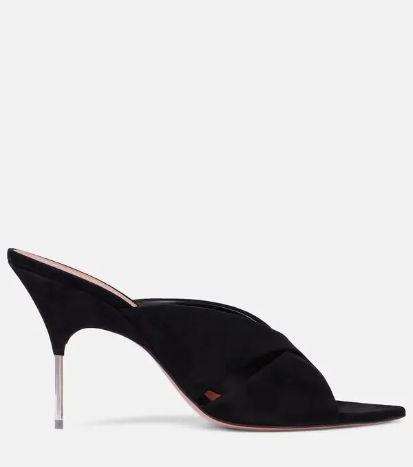 Amina Muaddi Samantha 95 Suede Sandals - Black