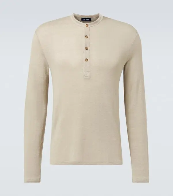 Thom Sweeney Linen-blend Henley Shirt