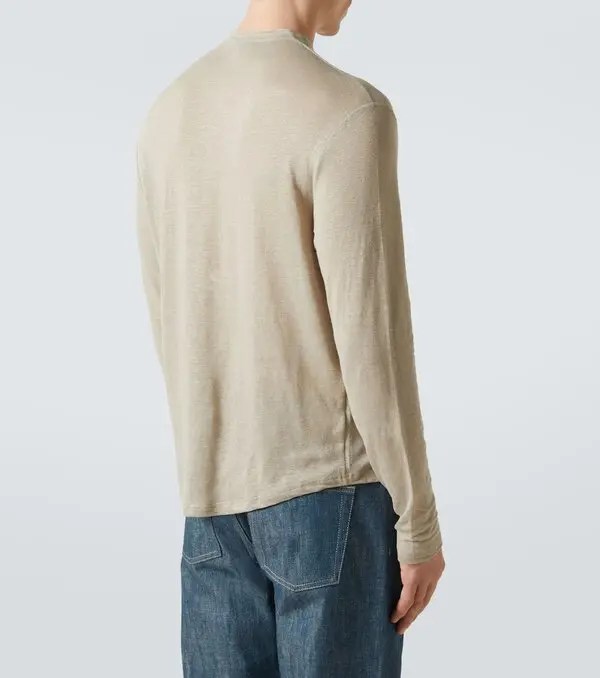 Thom Sweeney Linen-blend Henley Shirt