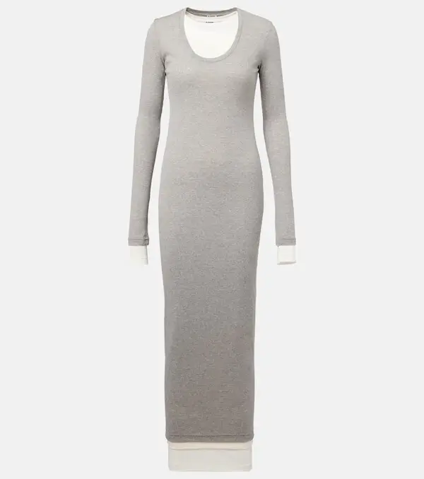 JIL SANDER Layered Cotton Jersey Maxi Dress