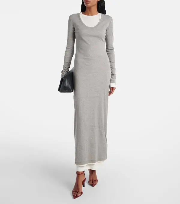 JIL SANDER Layered Cotton Jersey Maxi Dress