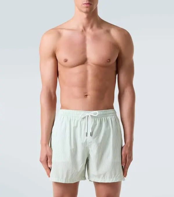 Thom Sweeney Striped Swim Trunks - Green