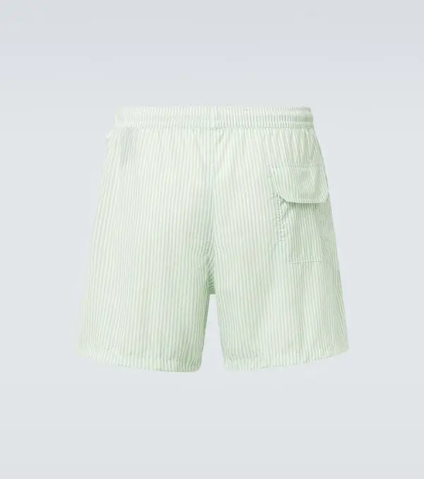 Thom Sweeney Striped Swim Trunks - Green