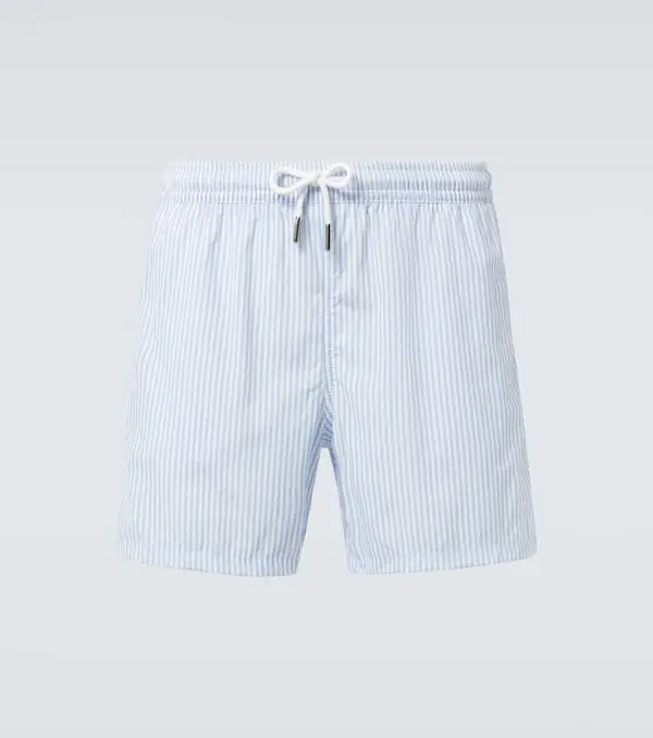 Thom Sweeney Striped Swim Trunks - Blue
