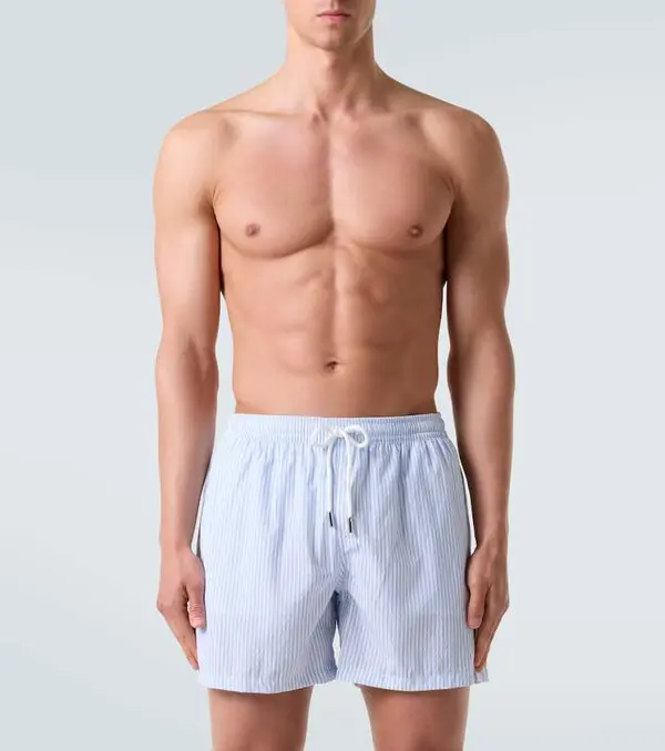 Thom Sweeney Striped Swim Trunks - Blue