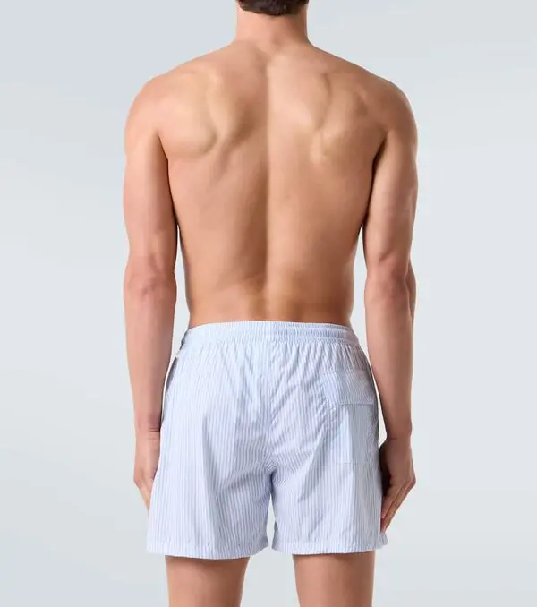 Thom Sweeney Striped Swim Trunks - Blue