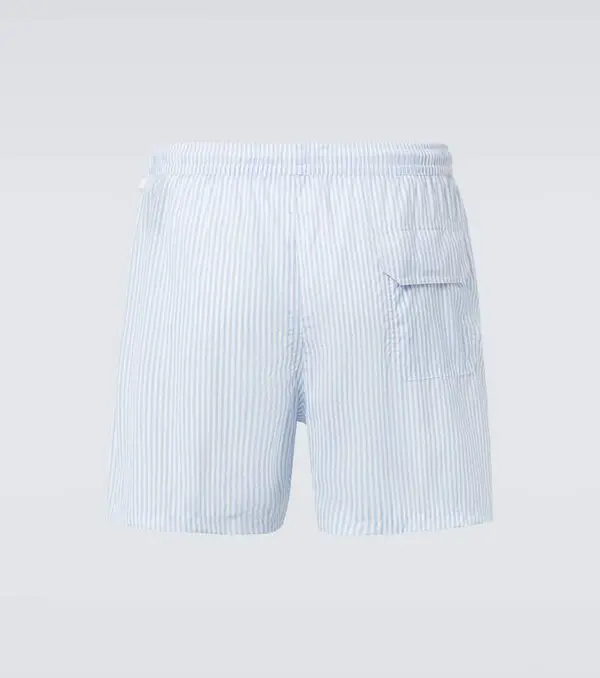 Thom Sweeney Striped Swim Trunks - Blue