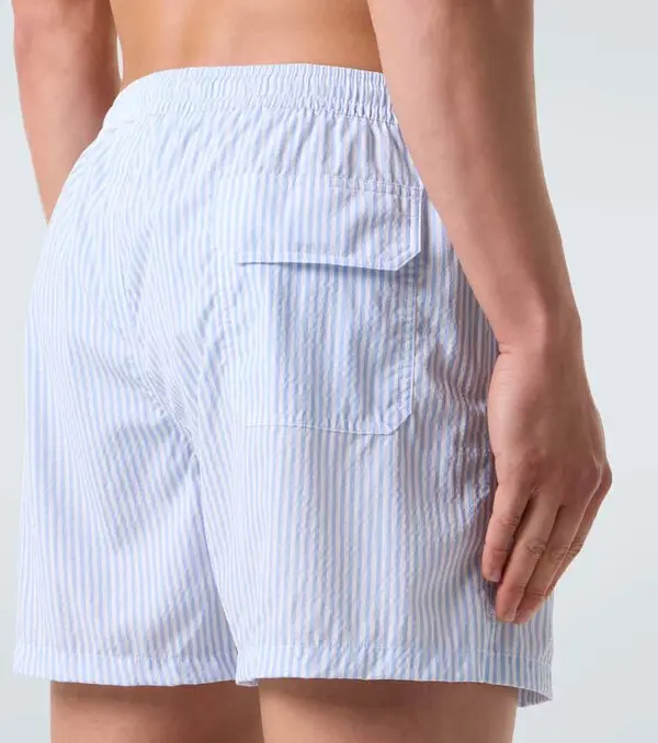 Thom Sweeney Striped Swim Trunks - Blue