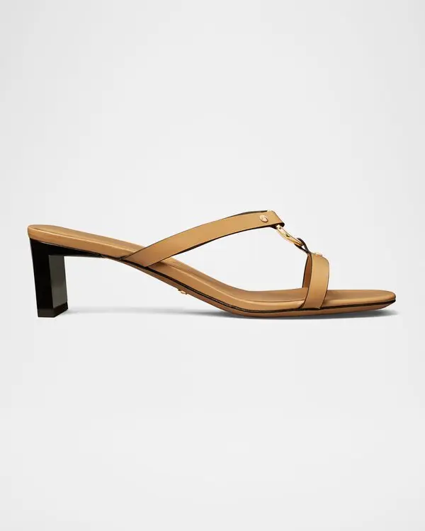 Tory Burch Leather Ring Heeled Slide Sandals - Cantucci