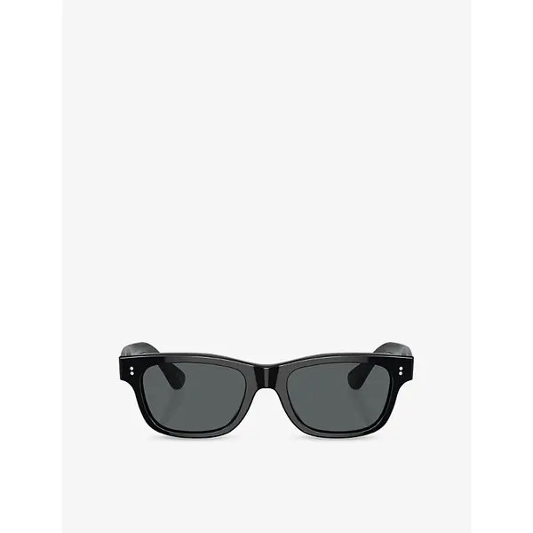 Oliver Spencer Rectangle-frame Acetate Sunglasses - Black