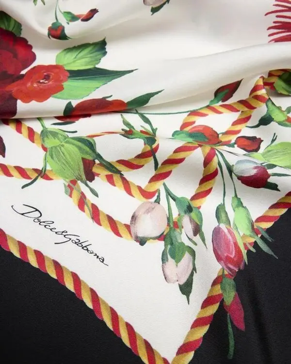 Dolce & Gabbana Floral Tassel Foulard Silk Scarf - Multi