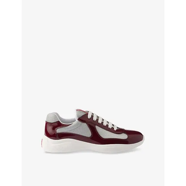 Prada America's Cup Patent-leather Low-top Trainers - Burgundy