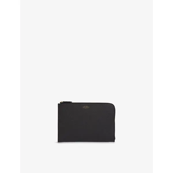 Smythson Panama Leather Slim Pouch - Black