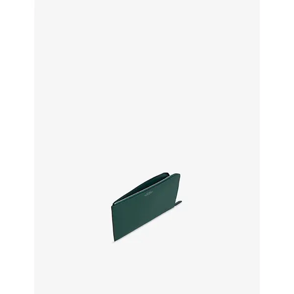 Smythson Panama Leather Slim Pouch - Forest Green