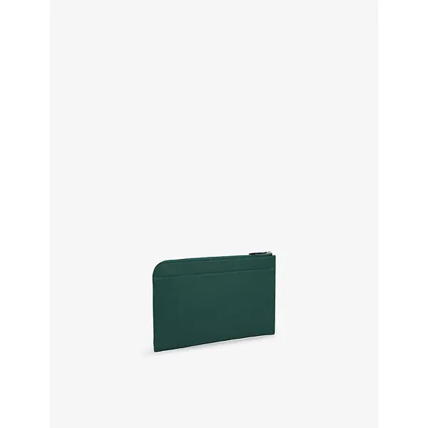 Smythson Panama Leather Slim Pouch - Forest Green