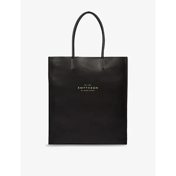 Smythson Kingly Leather Tote Bag - Black