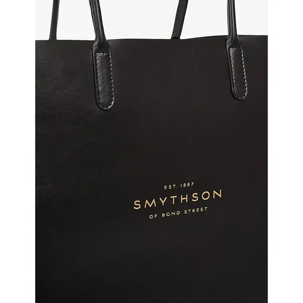 Smythson Kingly Leather Tote Bag - Black
