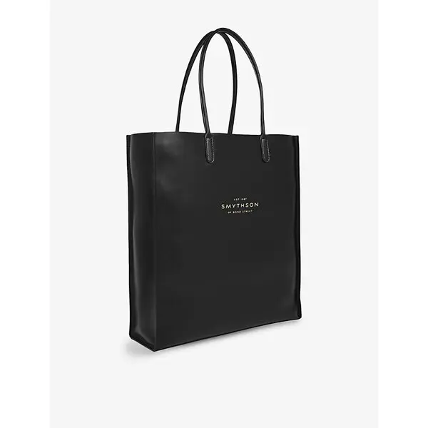 Smythson Kingly Leather Tote Bag - Black