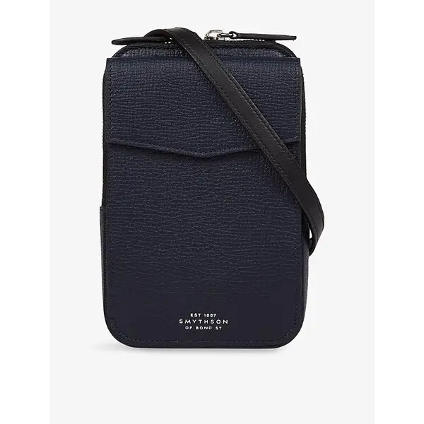 Smythson Ludlow Leather Cross-body Pouch - Navy