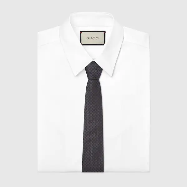 Gucci Gg Silk Jacquard Tie - Grey