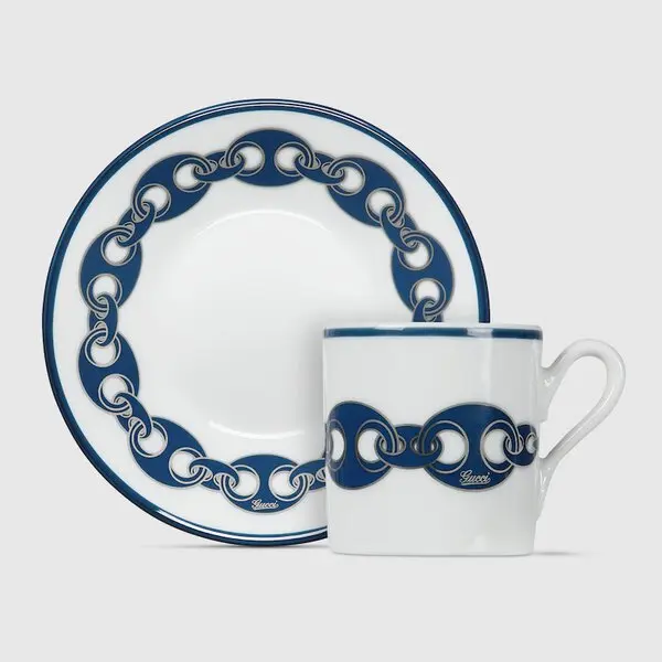 Gucci Marina Coffee Cup And Saucer, Set Of Two - White