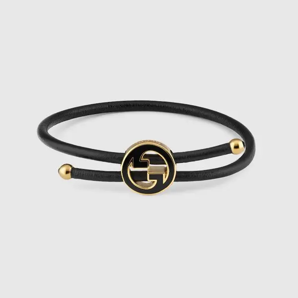 Gucci Bracelet With Enamel Round Interlocking G - Gold-toned Metal