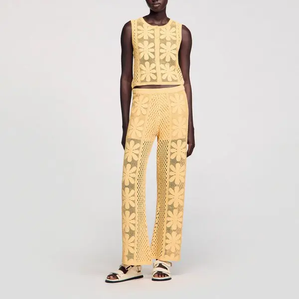 Sandro Crochet Top - Yellow