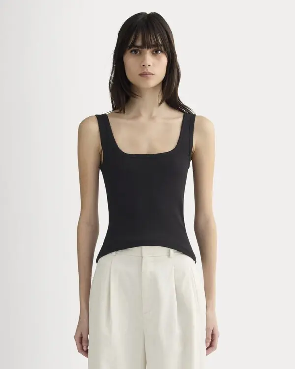 Everlane Luxe Rib Square-neck Tank Top - Black