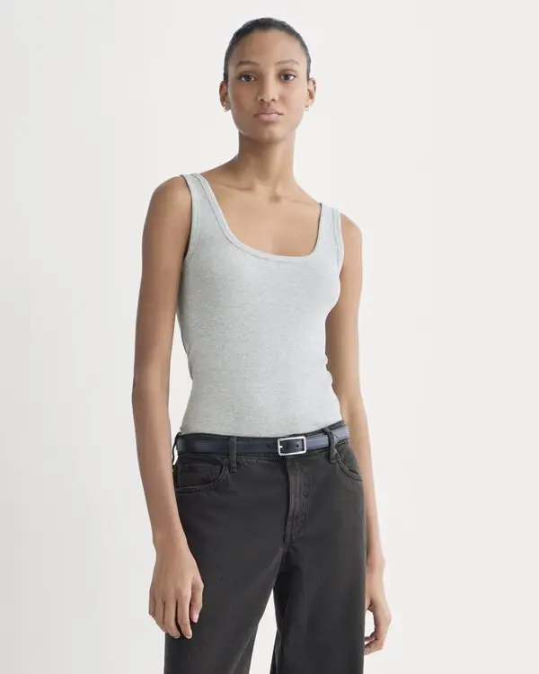 Everlane Luxe Rib Square-neck Tank Top - Classic Heather Grey