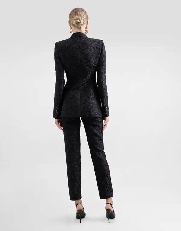 Dolce & Gabbana Floral Quilted Jacquard Turlington Jacket - Black
