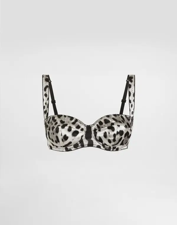Dolce & Gabbana Leopard- Satin Balconette Bra - Print