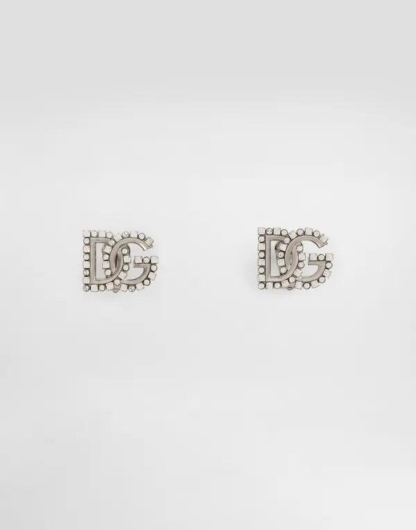 Dolce & Gabbana Dg Logo Rhinestone Clip-on Earrings - Silver