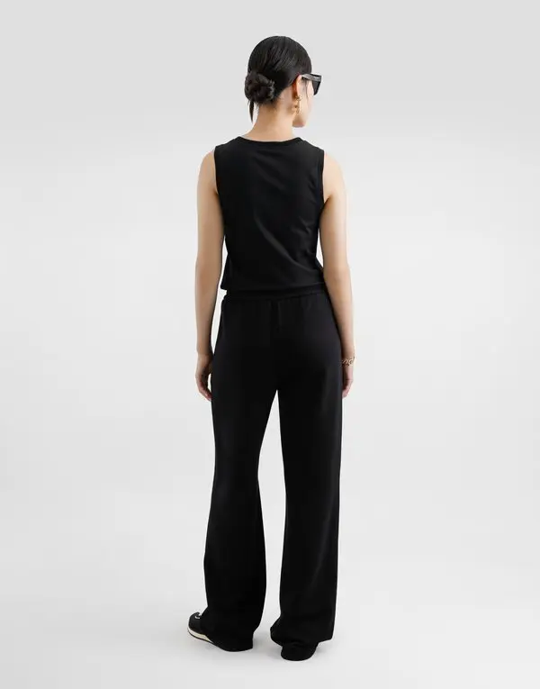 Dolce & Gabbana Oversize Jersey Tank Top With Dg Logo Embroidery - Black