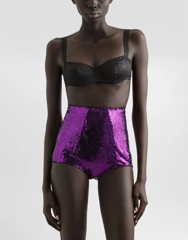 Dolce & Gabbana Sequined High-waisted Panties - Fuchsia