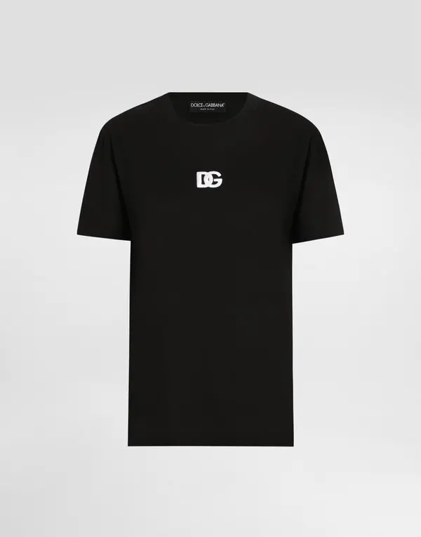 Dolce & Gabbana Jersey T-shirt With Dg Logo Embroidery - Black