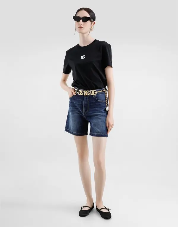 Dolce & Gabbana Jersey T-shirt With Dg Logo Embroidery - Black