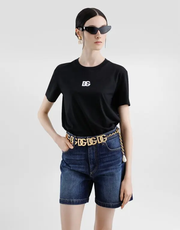 Dolce & Gabbana Jersey T-shirt With Dg Logo Embroidery - Black