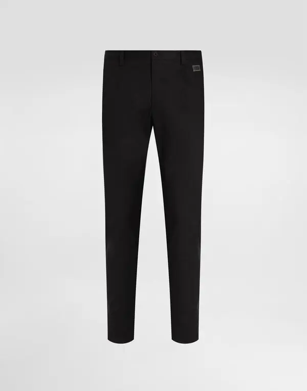Dolce & Gabbana Tailored Stretch Cotton Gabardine Pants - Black