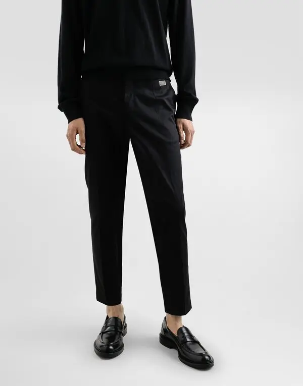 Dolce & Gabbana Tailored Stretch Cotton Gabardine Pants - Black