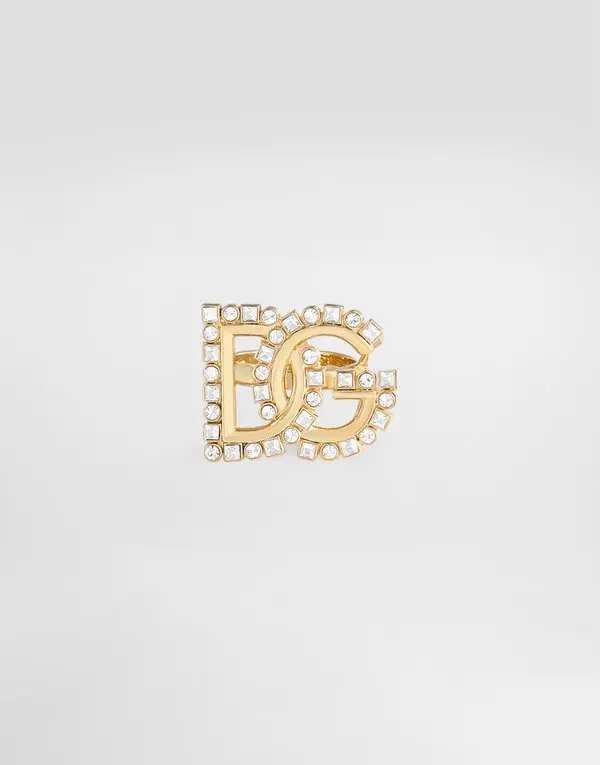 Dolce & Gabbana Rhinestone Dg Logo Ring - Gold