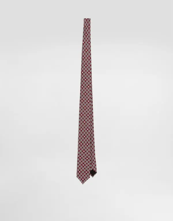 Dolce & Gabbana Martini Jacquard Tie With Logo - Multicolor