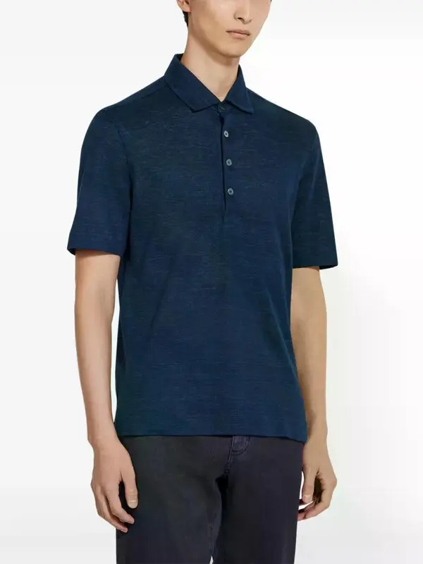 Zegna Oasi Lino Polo Shirt - Blue