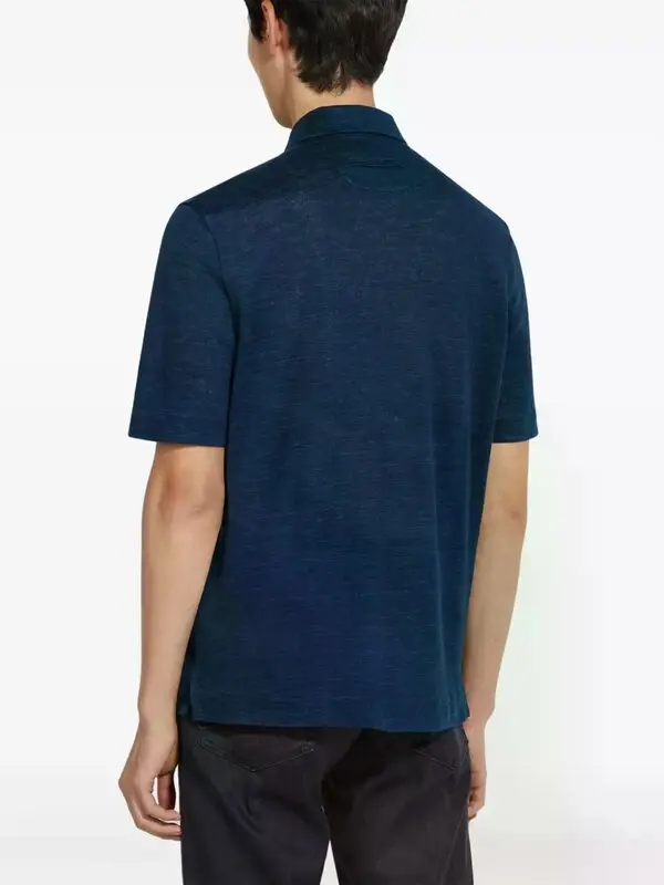 Zegna Oasi Lino Polo Shirt - Blue