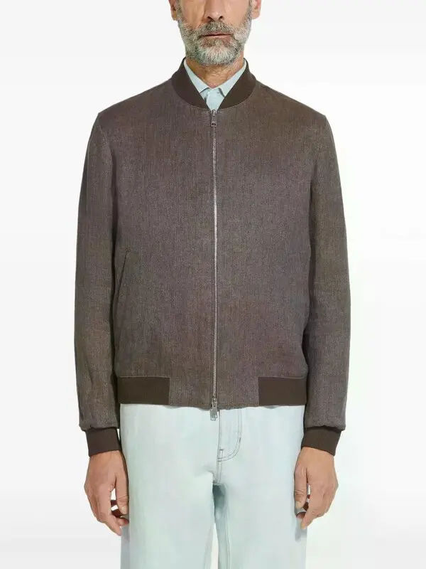 Zegna Oasi Lino Bomber Jacket - Brown