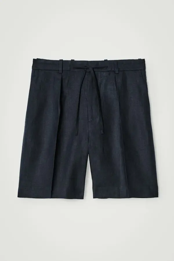 Cos Tailored Drawstring Linen Shorts