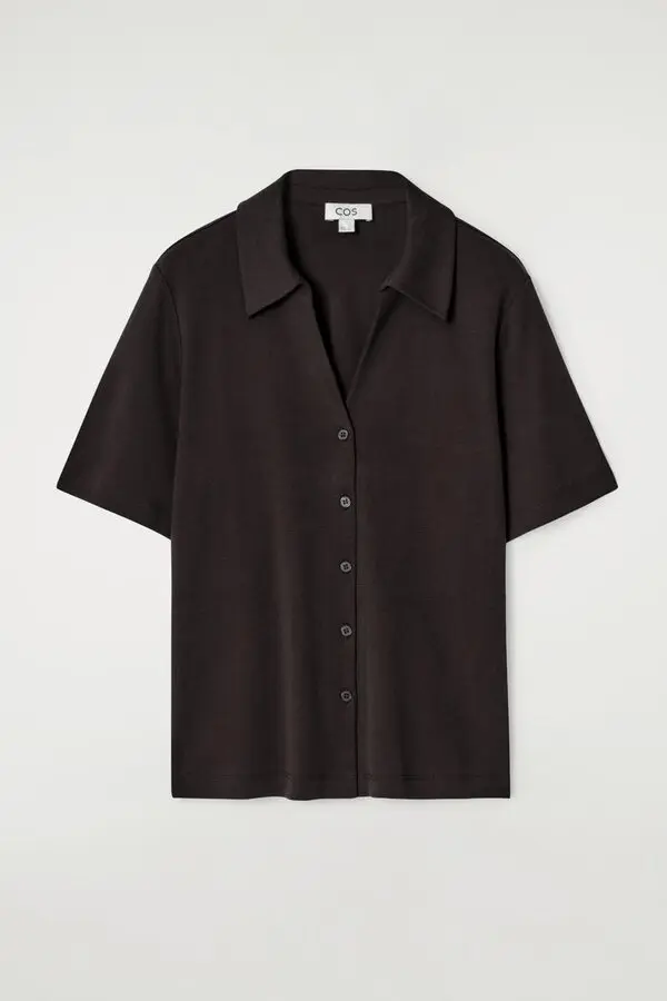Cos Jersey Resort Shirt - Brown
